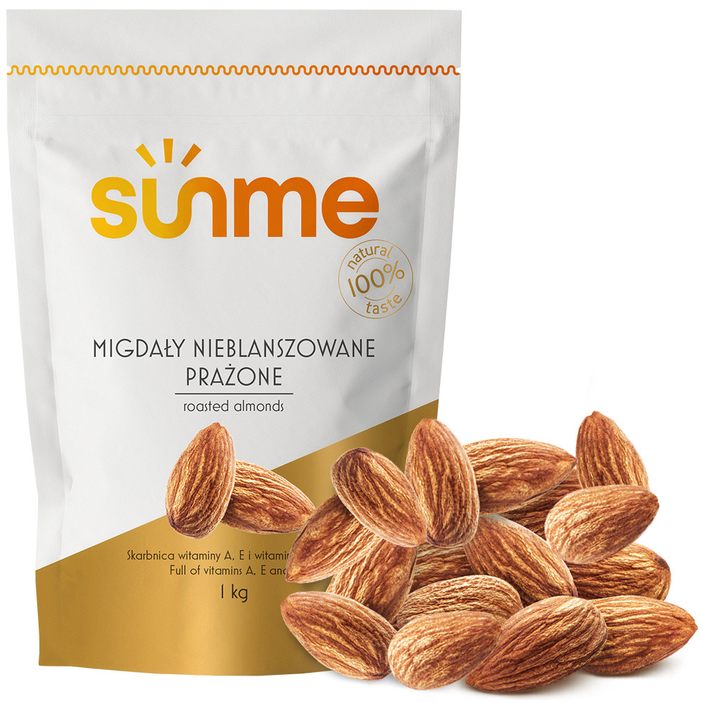 Migdały całe Nieblanszowane Prażone 1 kg > sklep sunme.pl